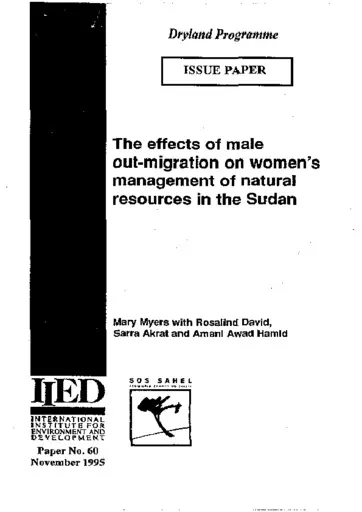 Effects of Male Out-Migration on Women's Management of Natural ...