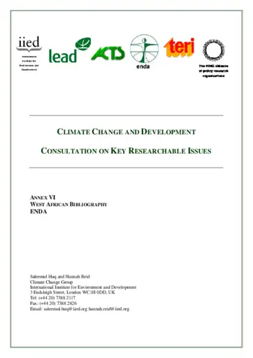 Climate Change And Development Consultation On Key Researchable Issues ...