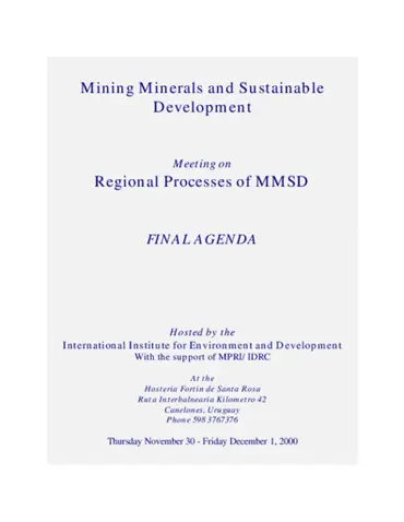 MMSD Meeting on Regional Processes of MMSD FINAL AGENDA | IIED ...