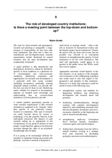 PLA Notes CD-ROM 1988-2001 8 The role of developed country institutions ...