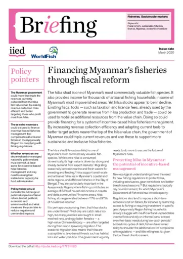 Financing Myanmar’s fisheries through fiscal reform | IIED Publications ...