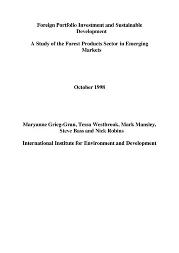 Foreign Portfolio Investment and Sustainable Development: A study of ...
